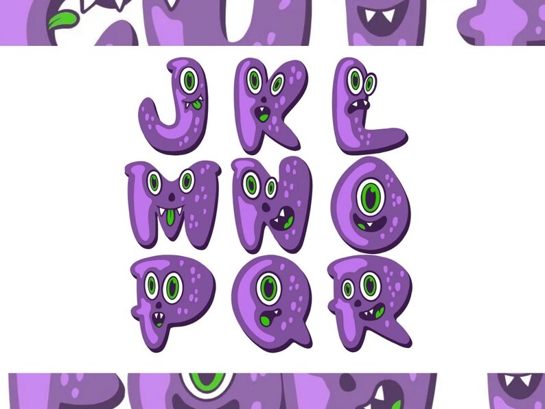 3D Monster Letters Purple Font PNG SVG, Cookie Monster Font, Halloween ...