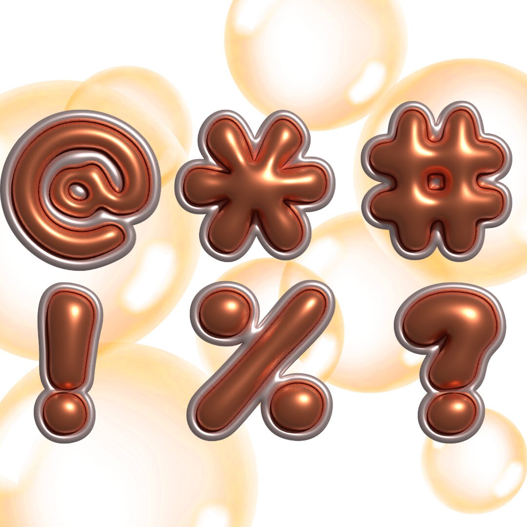 3D Bubble Letters Bronze Font PNG SVG, Chocolate Bubbly Letter, Cute ...