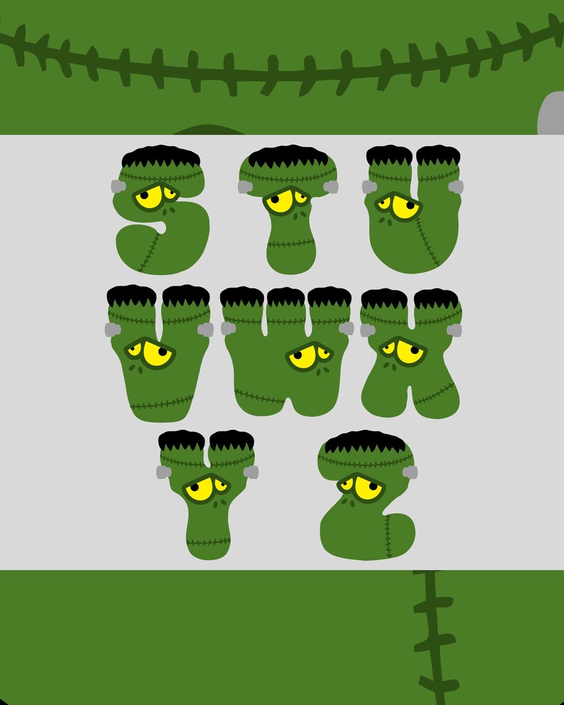 Frankenstein Monster Alphabet Letters: Spooky Halloween Horror Font ...