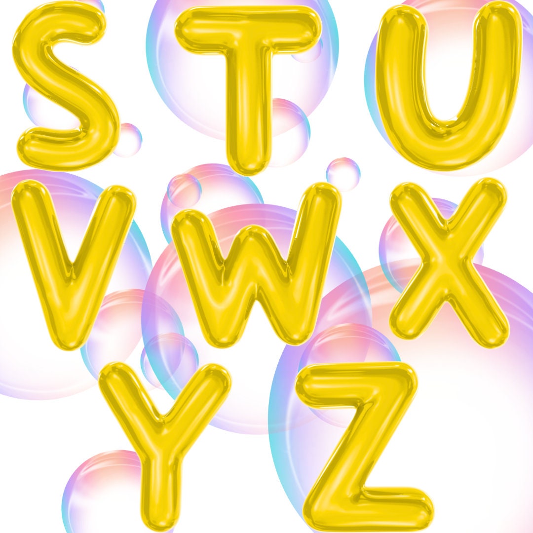 3D Bubble Letters Yellow Font PNG SVG, Yellow Bubbly Letter, Summer ...