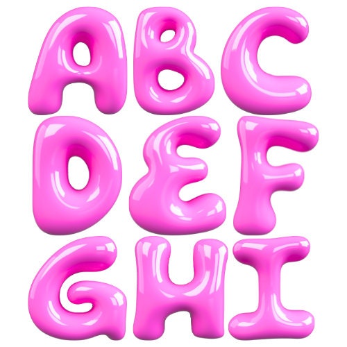 3D Bubble Letters Pink Font PNG SVG, Hot Pink Bubbly Letter, Summer ...