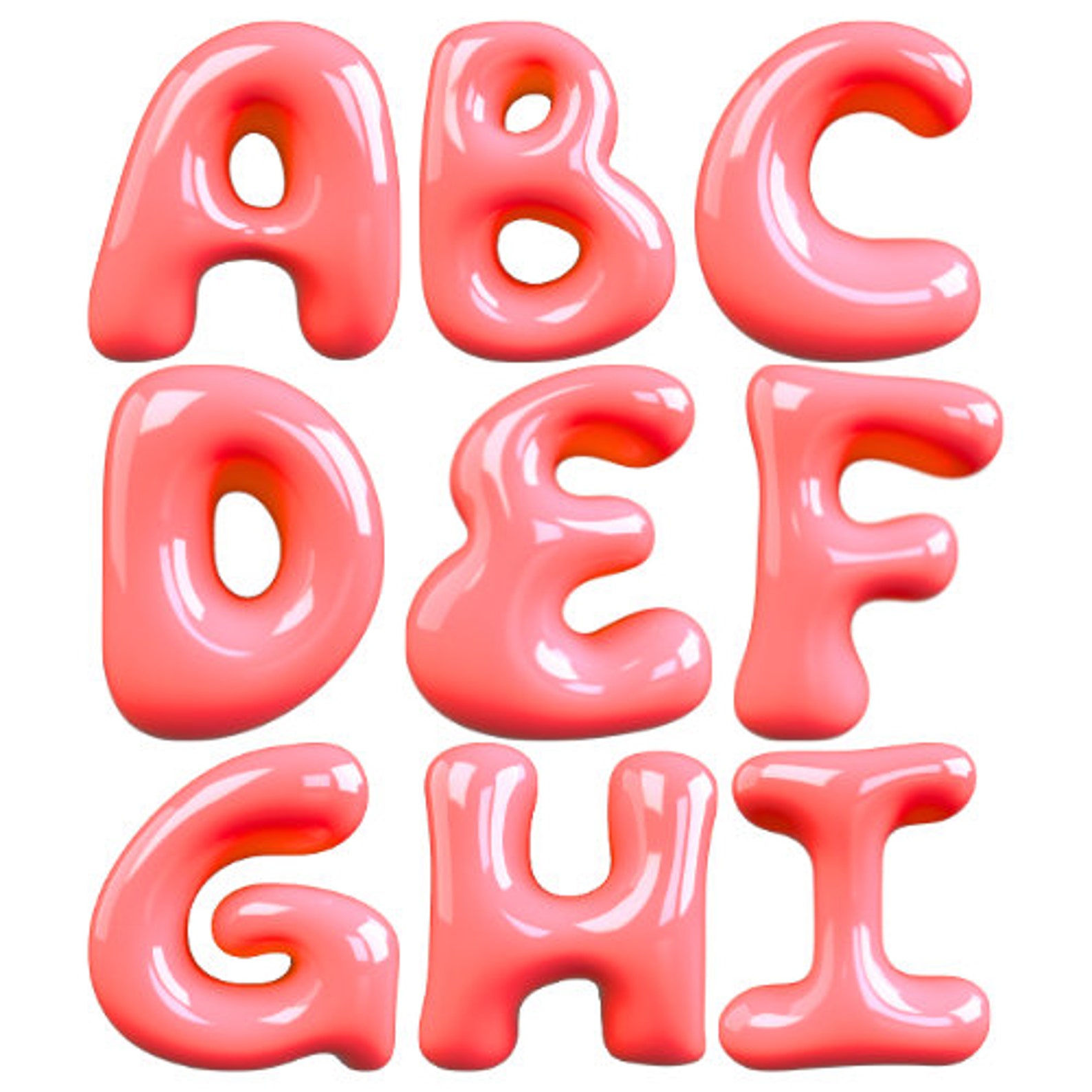3D Bubble Letters Red Font PNG SVG, Red Bubbly Letter, Summer Cute ...