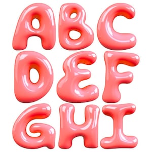 3D Bubble Letters Red Font PNG SVG, Red Bubbly Letter, Summer Cute ...