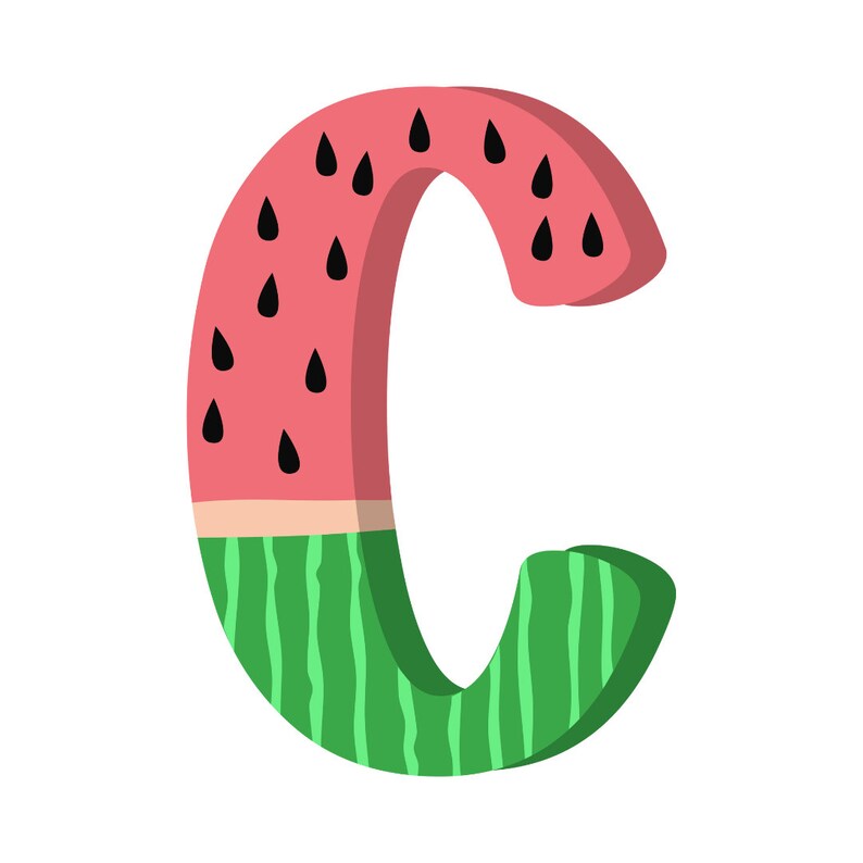 Watermelon Letters Font PNG SVG, Summer Letters, 3D Summer Cute Playful ...