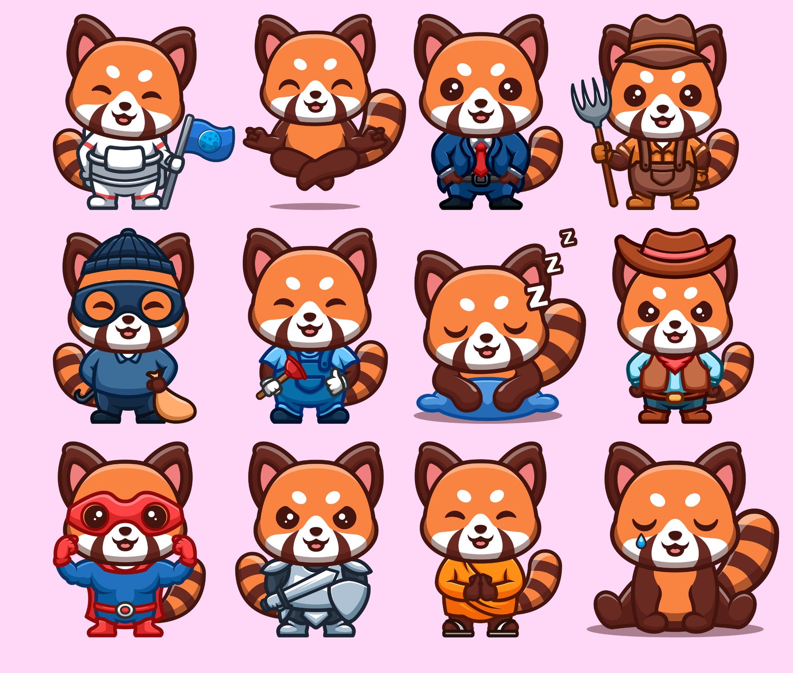 40 Cute Red Panda Clipart Bundle SVG PNG JPG Pdf Icons Kawaii - Etsy