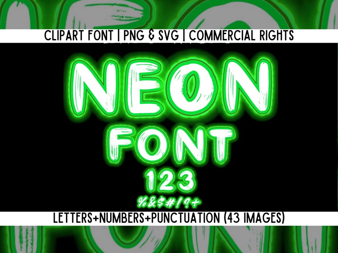 Neon Green Font Clipart: SVG, PNG, Letters, Numbers (digital Download ...