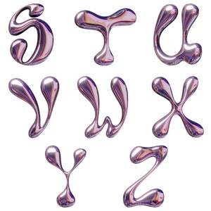 3D Pink Chrome Letters Metallic Font PNG SVG, Chrome Pink Letter ...