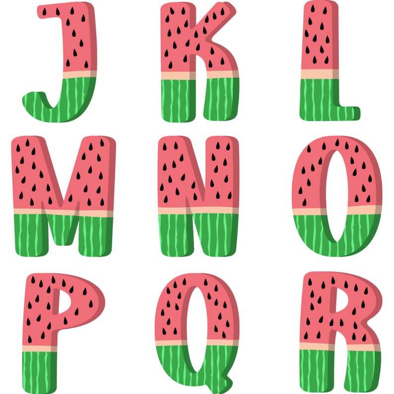 Watermelon Letters Font PNG SVG, Summer Letters, 3D Summer Cute Playful ...
