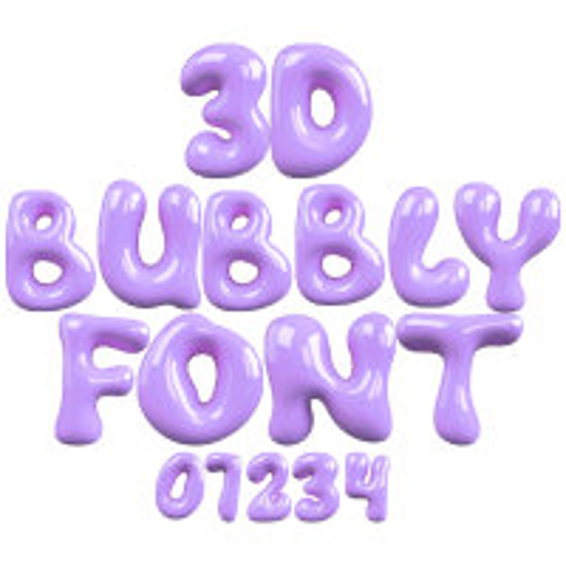 3D Bubble Letters Purple Font PNG SVG, Purple Bubbly Letter, Summer ...
