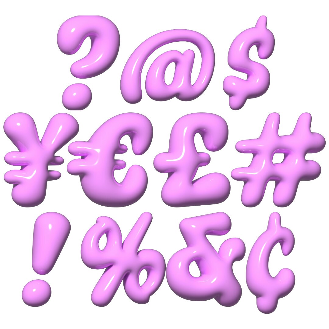 3D Bubble Letters Pink Font PNG SVG, Bubble Gum Pink Letters, Summer ...