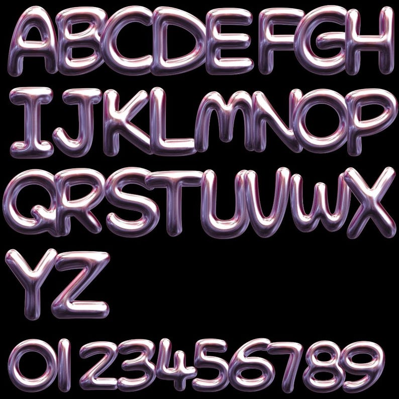 3D Chrome Letters 4 Metallic Fonts Bundle PNG SVG, Chrome Letter ...