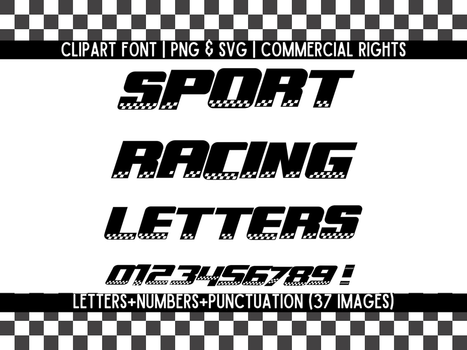 Checkered Sport Racing Font: SVG PNG Alphabet (digital Download) - Etsy