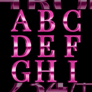 3D Pink Chrome Letters Metallic Font PNG SVG, Chrome Pink Letter ...