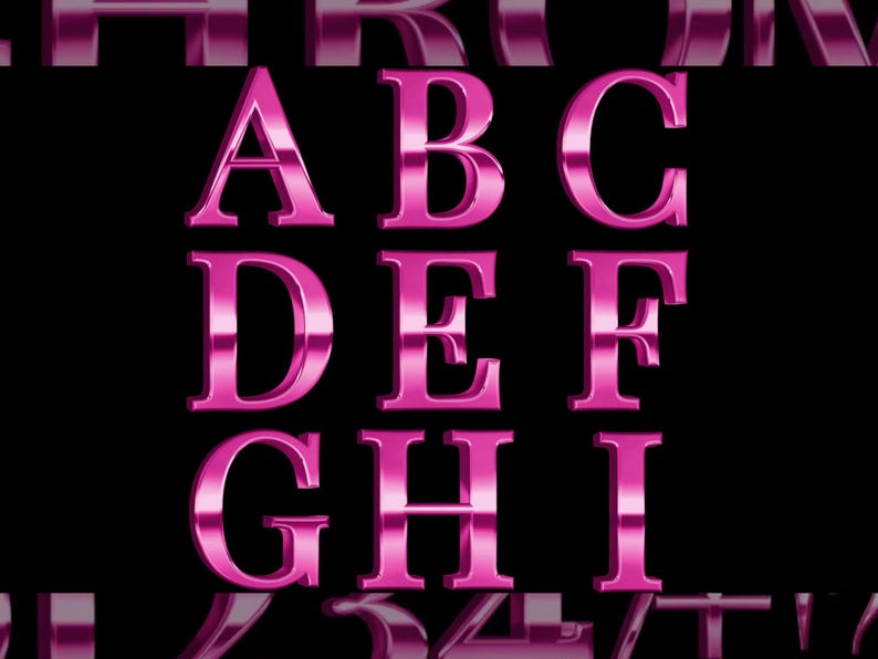 3D Pink Chrome Letters Metallic Font PNG SVG, Chrome Pink Letter ...