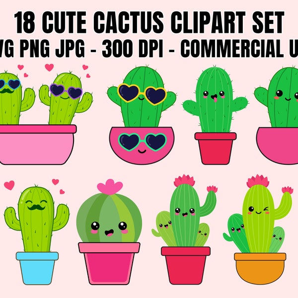 Cactus Clipart - Etsy