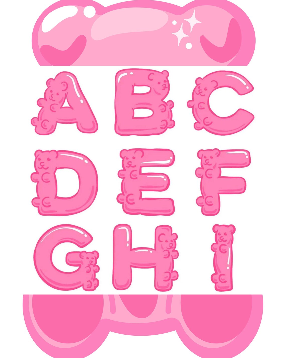 Gummy Bear Font: Pink Bubbly Letters, Numbers PNG SVG (commercial Use ...