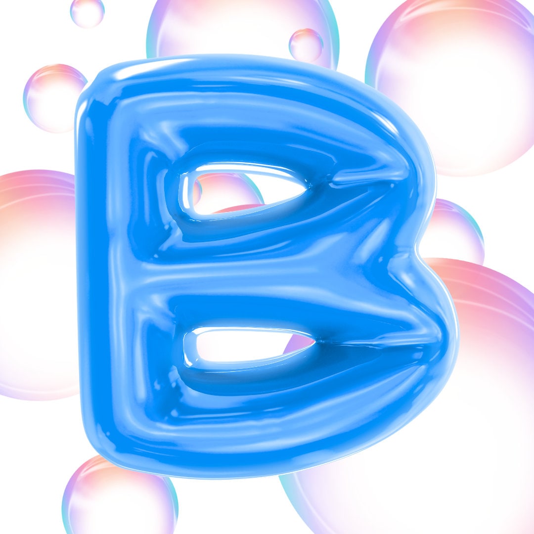 3D Bubble Letters Blue Font PNG SVG, Blue Bubbly Letter, Summer Cute ...