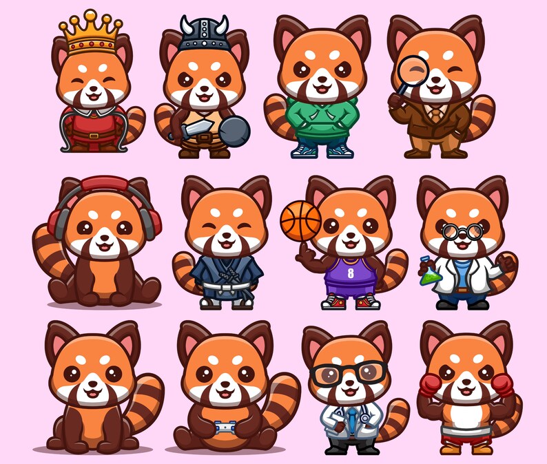 40 Cute Red Panda Clipart Bundle SVG PNG JPG Pdf Icons Kawaii - Etsy