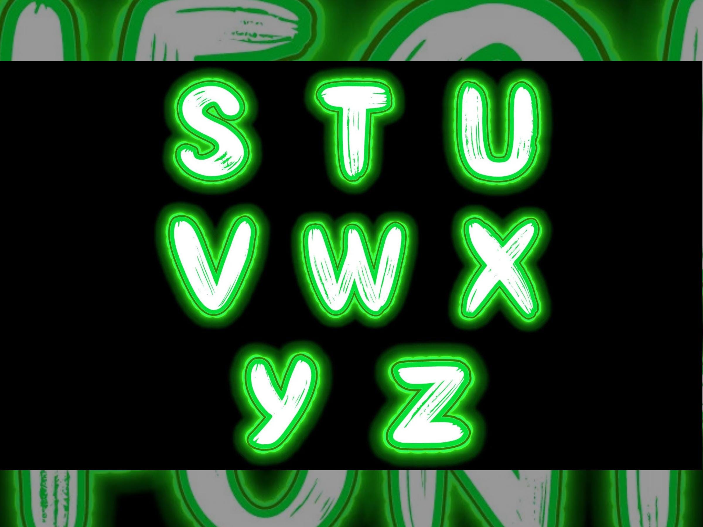 Neon Green Font Clipart: SVG, PNG, Letters, Numbers (digital Download ...