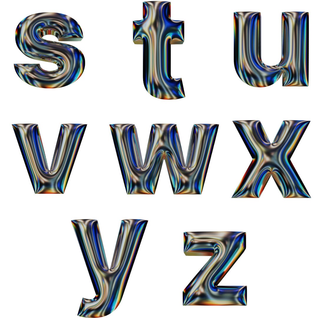 3D Black Chrome Font PNG SVG, Chrome Letters, Shiny Letters, Metallic ...