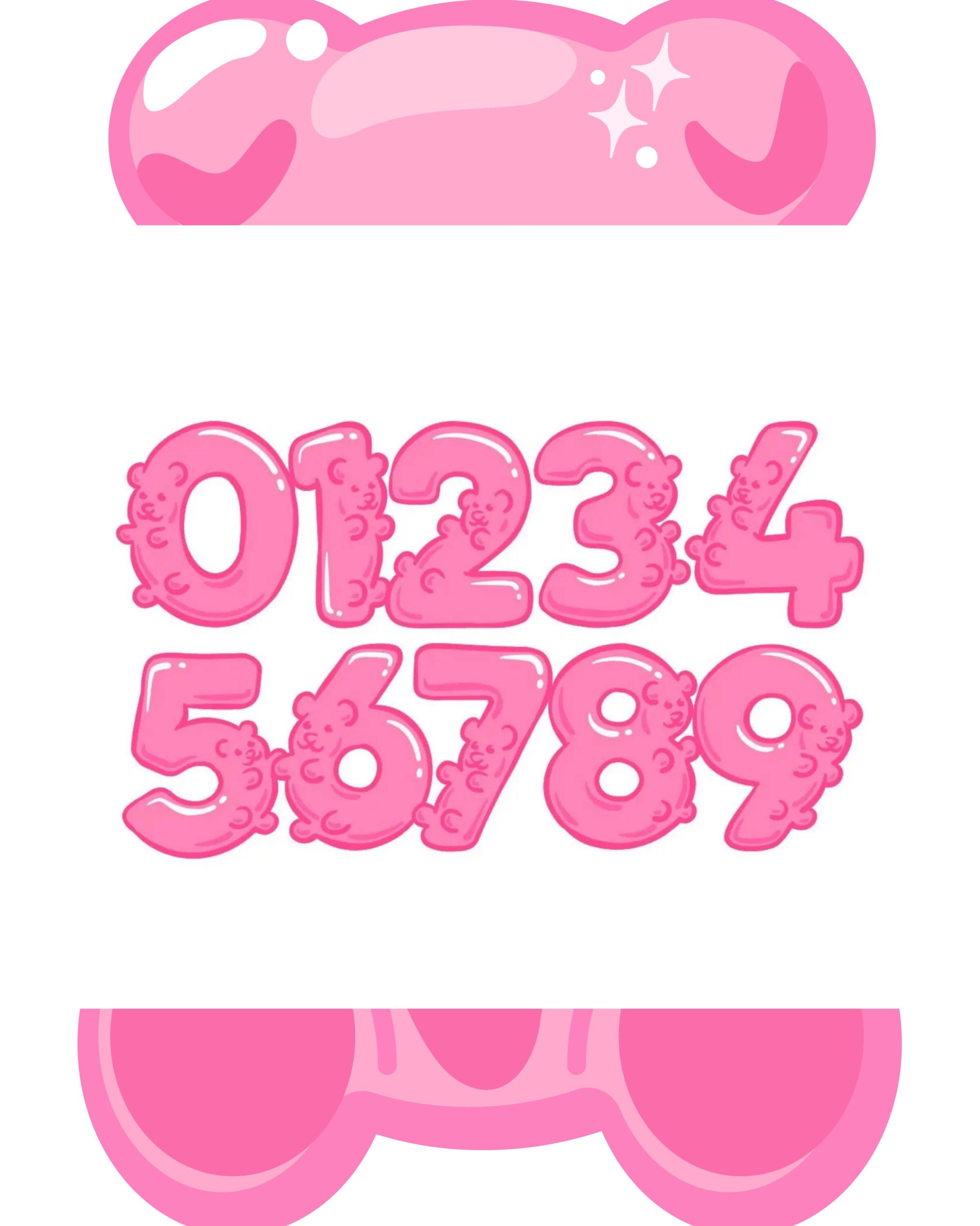 Gummy Bear Font: Pink Bubbly Letters, Numbers PNG SVG (commercial Use ...