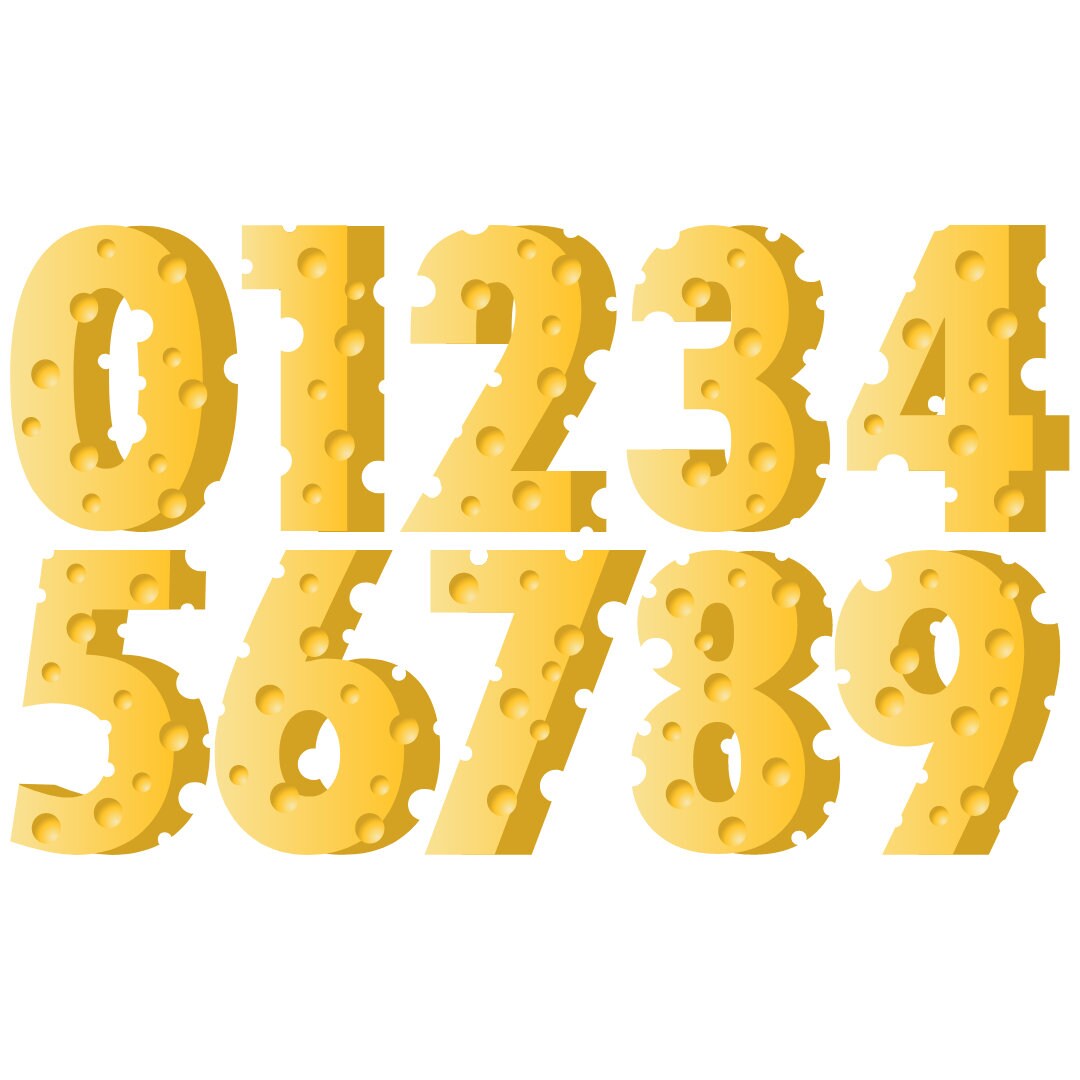 3D Cheese Typography Clipart Letters & Numbers SVG PNG Files, Doodle ...