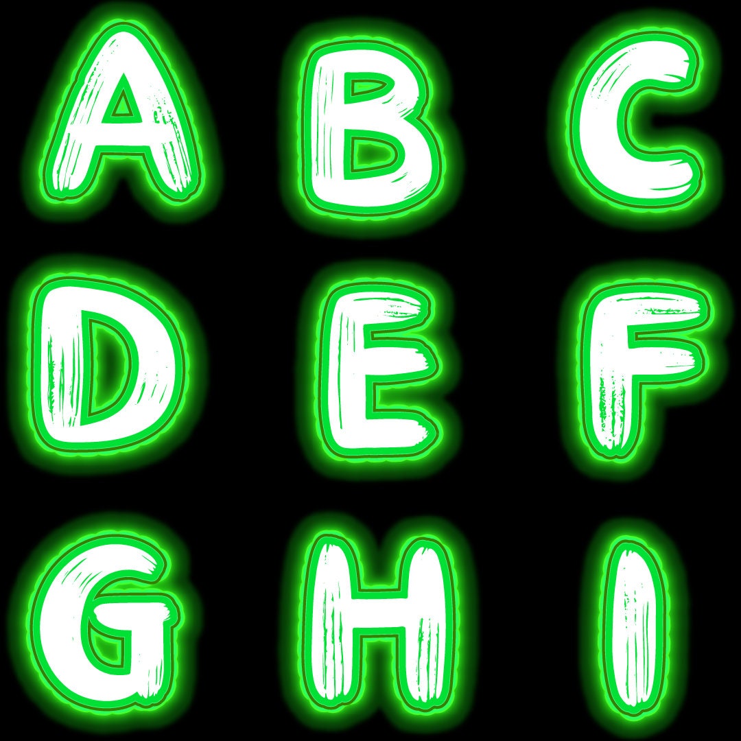 Neon Green Font SVG PNG, Glow Effect Font, Neon Numbers, Green Neon ...