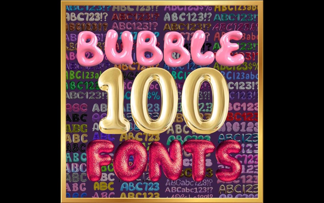 Bubble Font SVG & PNG Bundle 100 Sets - Bubbly Letters, Chunky Font ...