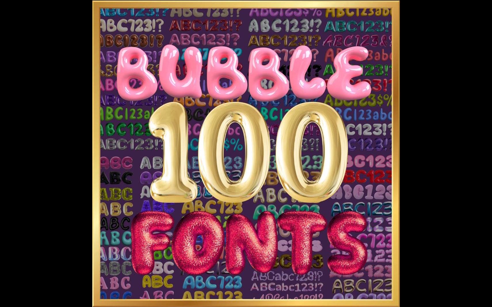 Bubble Font SVG & PNG Bundle 100 Sets - Bubbly Letters, Chunky Font ...