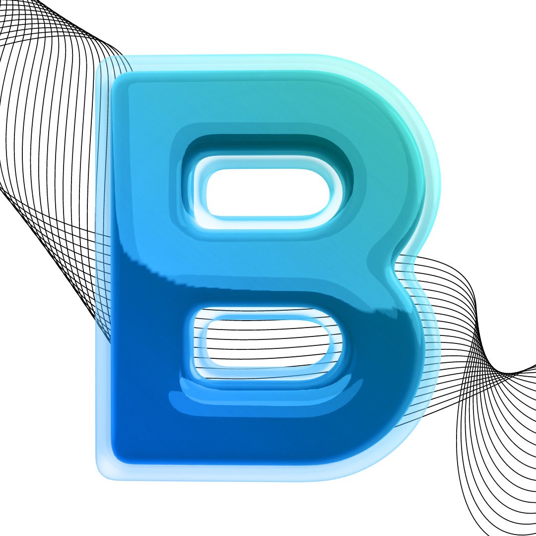 3D Blue Green Gradient Letters SVG PNG, Elegant Font, Modern Alphabet ...