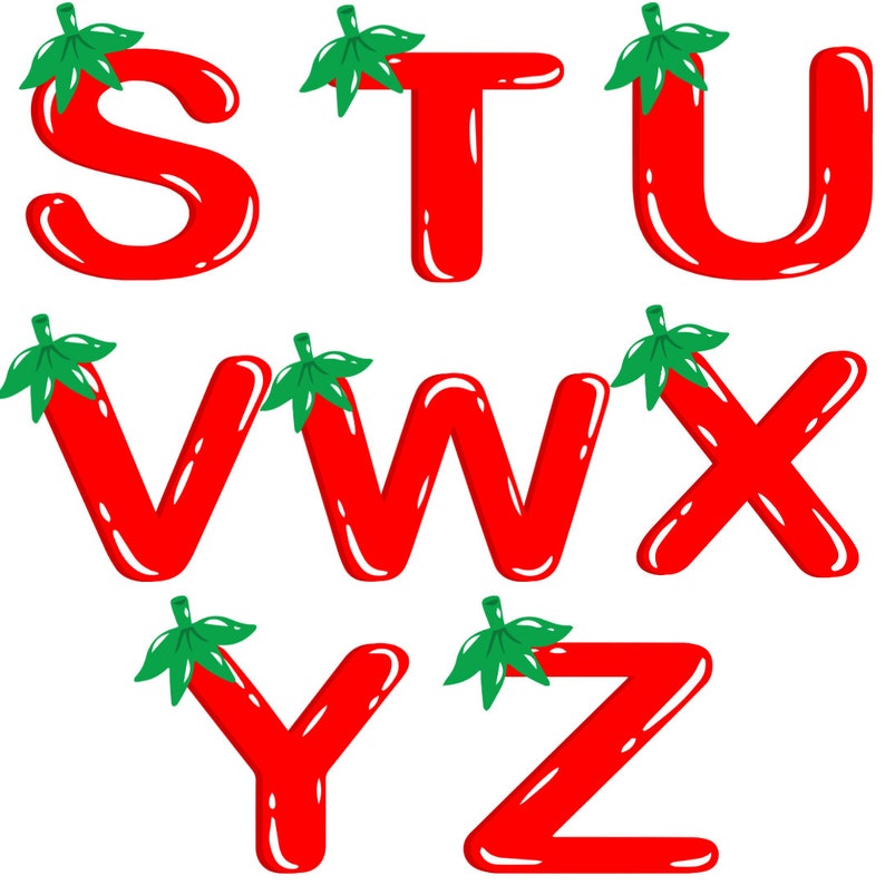 Tomato Letters Font PNG SVG, Vegetable Letters, 3D Cute Playful Letters ...