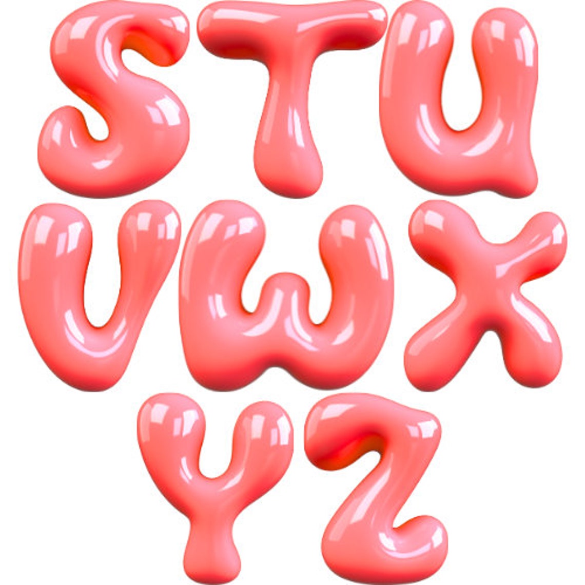 3D Bubble Letters Red Font PNG SVG, Red Bubbly Letter, Summer Cute Playful 3D Bubbly Pool ...