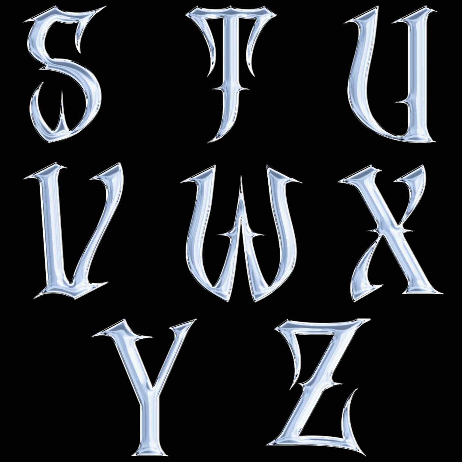 3D Silver Gothic Font SVG PNG, Alfabeto gótico, letras góticas, fuente ...