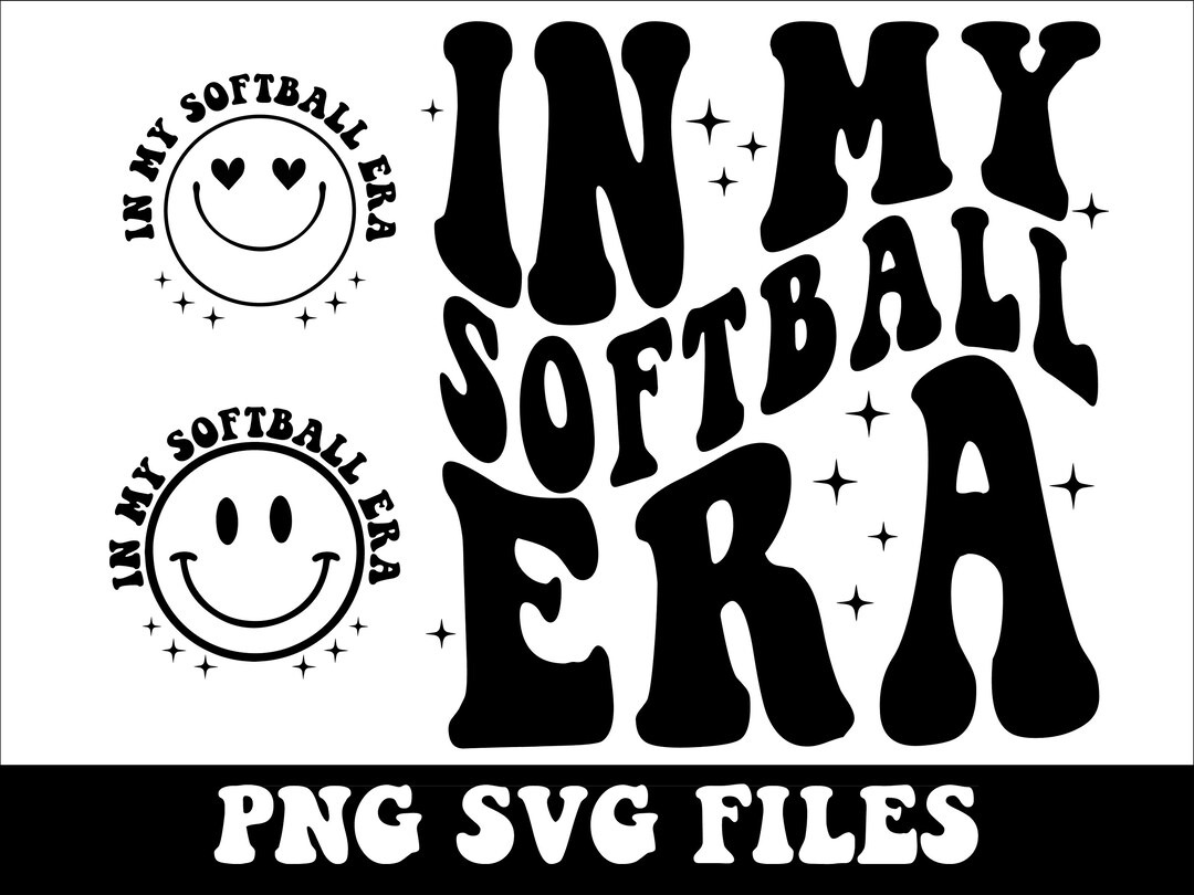 In My Softball Era Svg Png, Softball Svg Png, Retro Softball Svg, Wavy ...