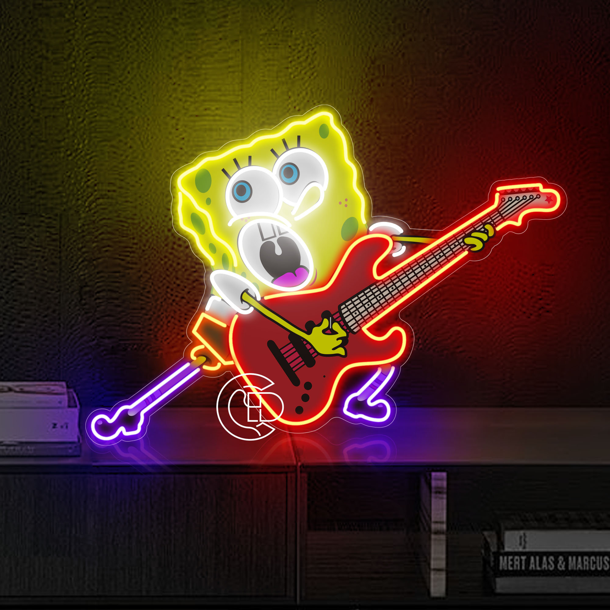 New Custom Cute Cartoon Characters Neon Signs HD Printing Guitar Sign ...