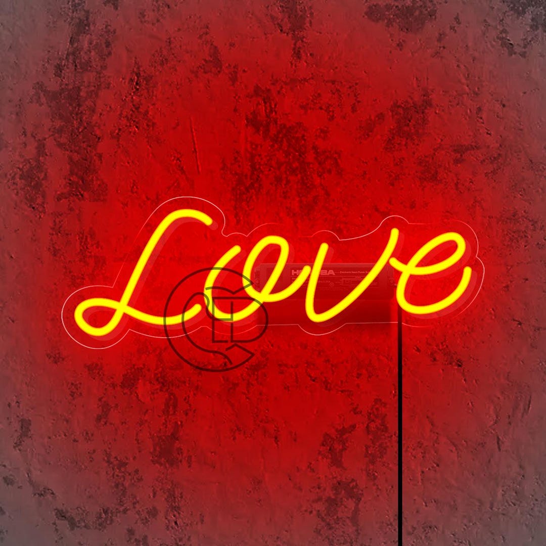 Pink Love Real Glass Neon Sign Acrylic Light Lamp Letter Sign Wall ...