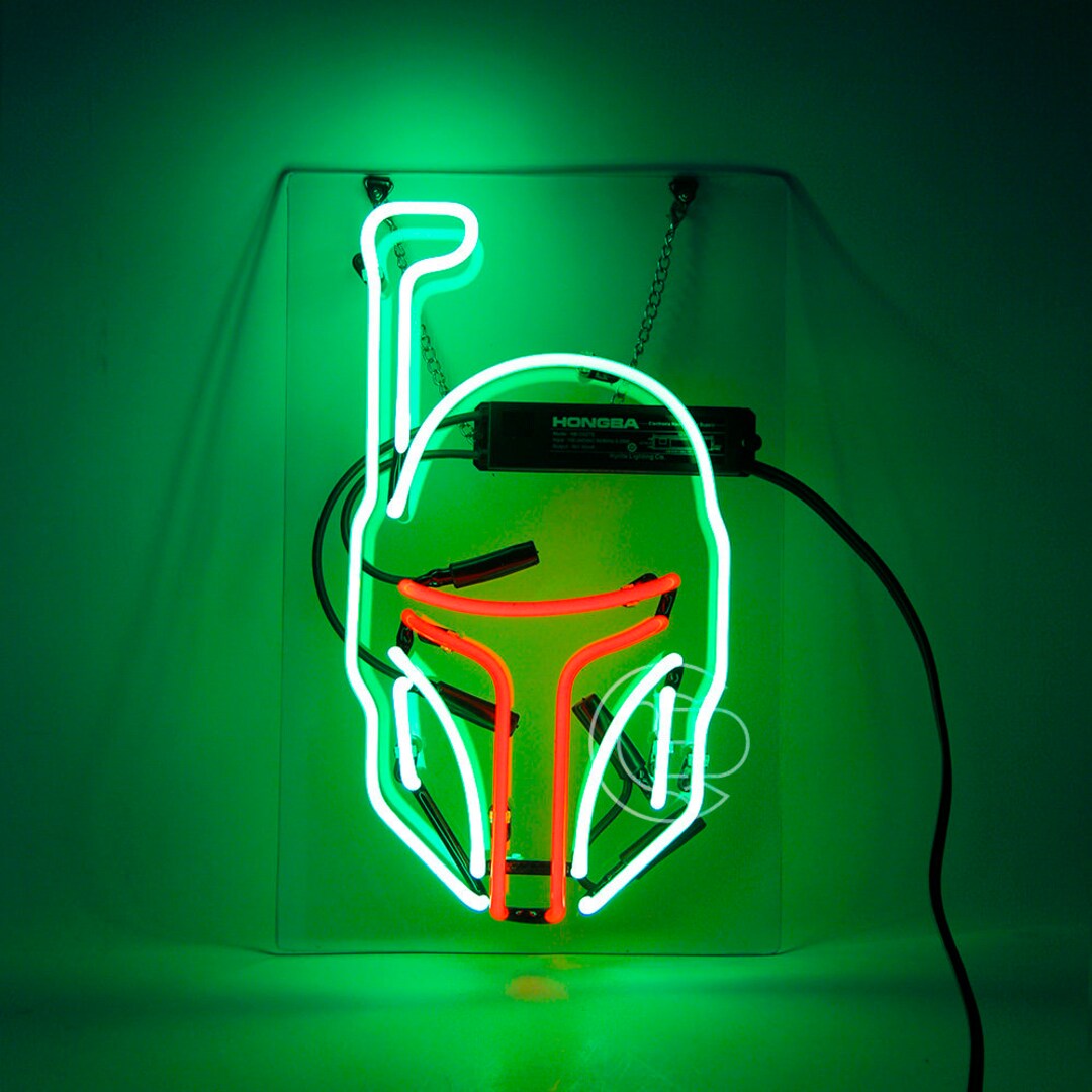Mandalorian Helmet Mask Kids Room Decor Custom Real Glass Neon Sign ...