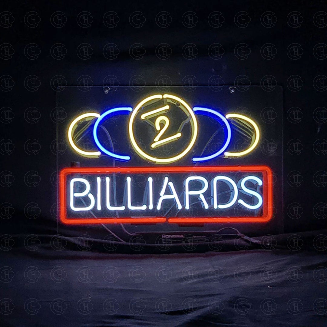 BILLIARDS Neon Sign Custom Handmade Real Glass Neon Signs Personalized ...