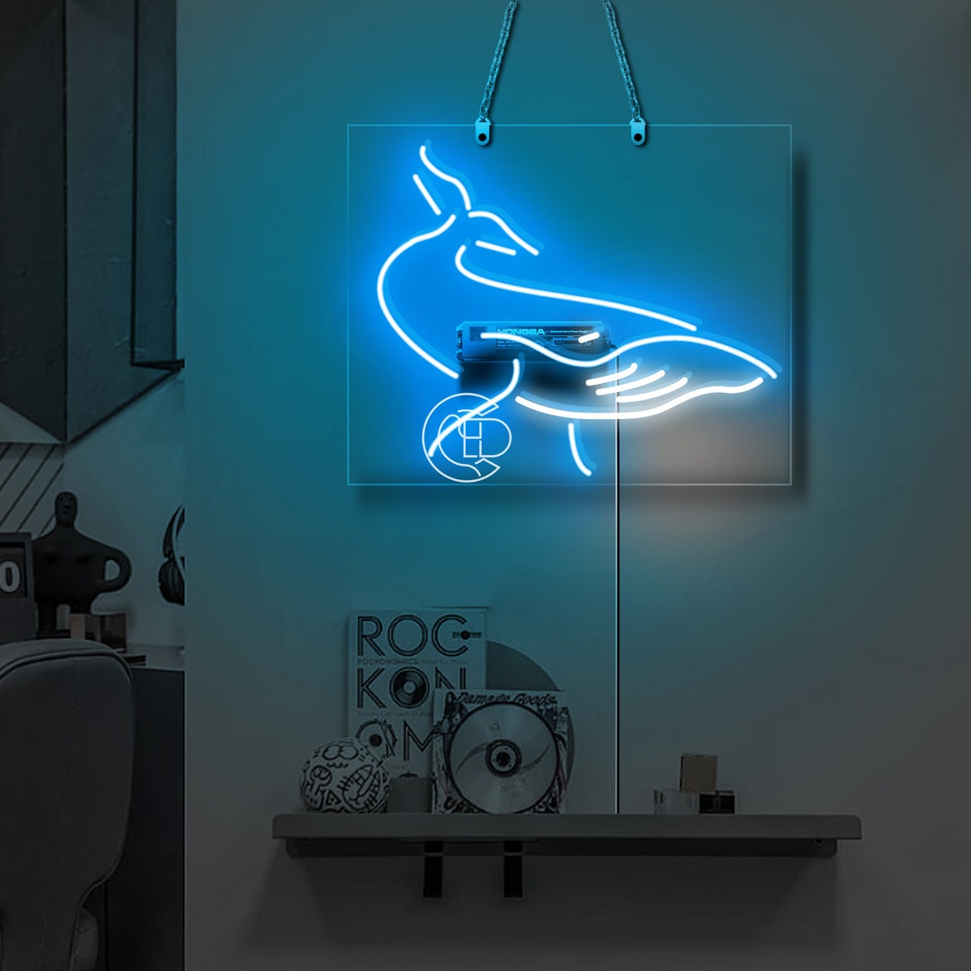 Blue Whale Neon Sign Custom Handmade Real Glass Neon Light Personalized ...