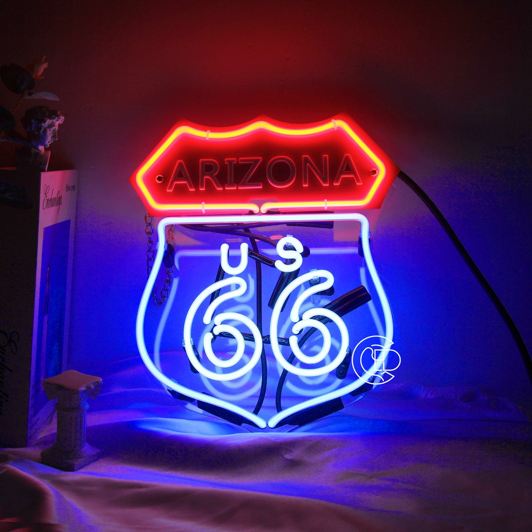 Route 66 Modern Neon Sign Handmade Neon Light Real Glass Neon Sign ...