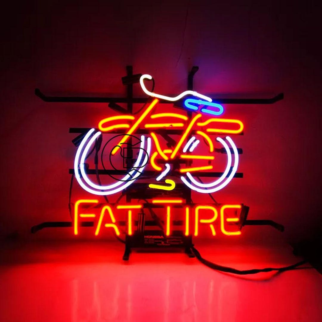 Bicycle Neon Sign Fat Tire Bike Red Vintage Style Bicycle Custom ...