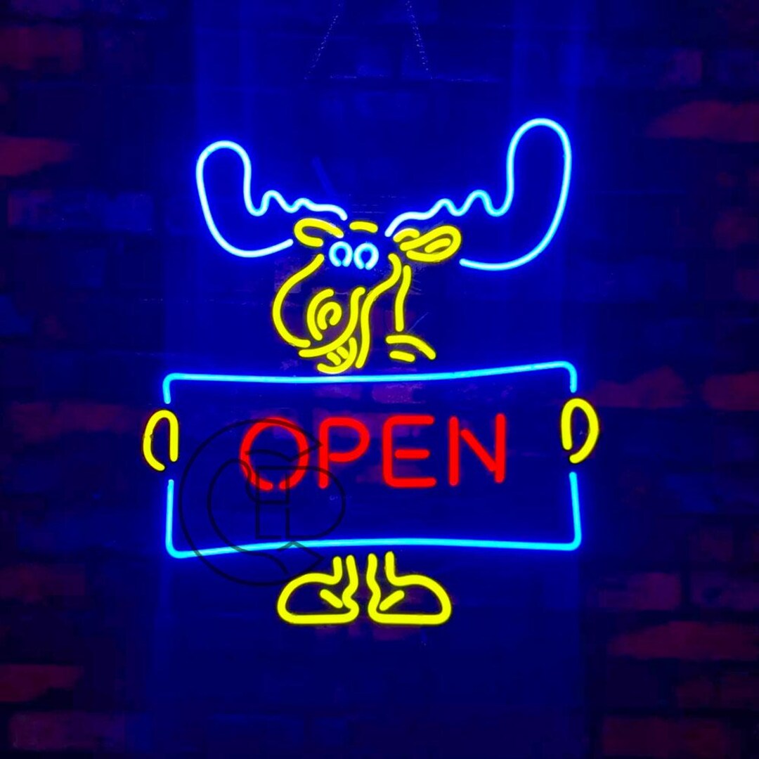 Elk Neon Sign Elk Deer Buck Stag Business Logo Open Sign Vintage Style ...