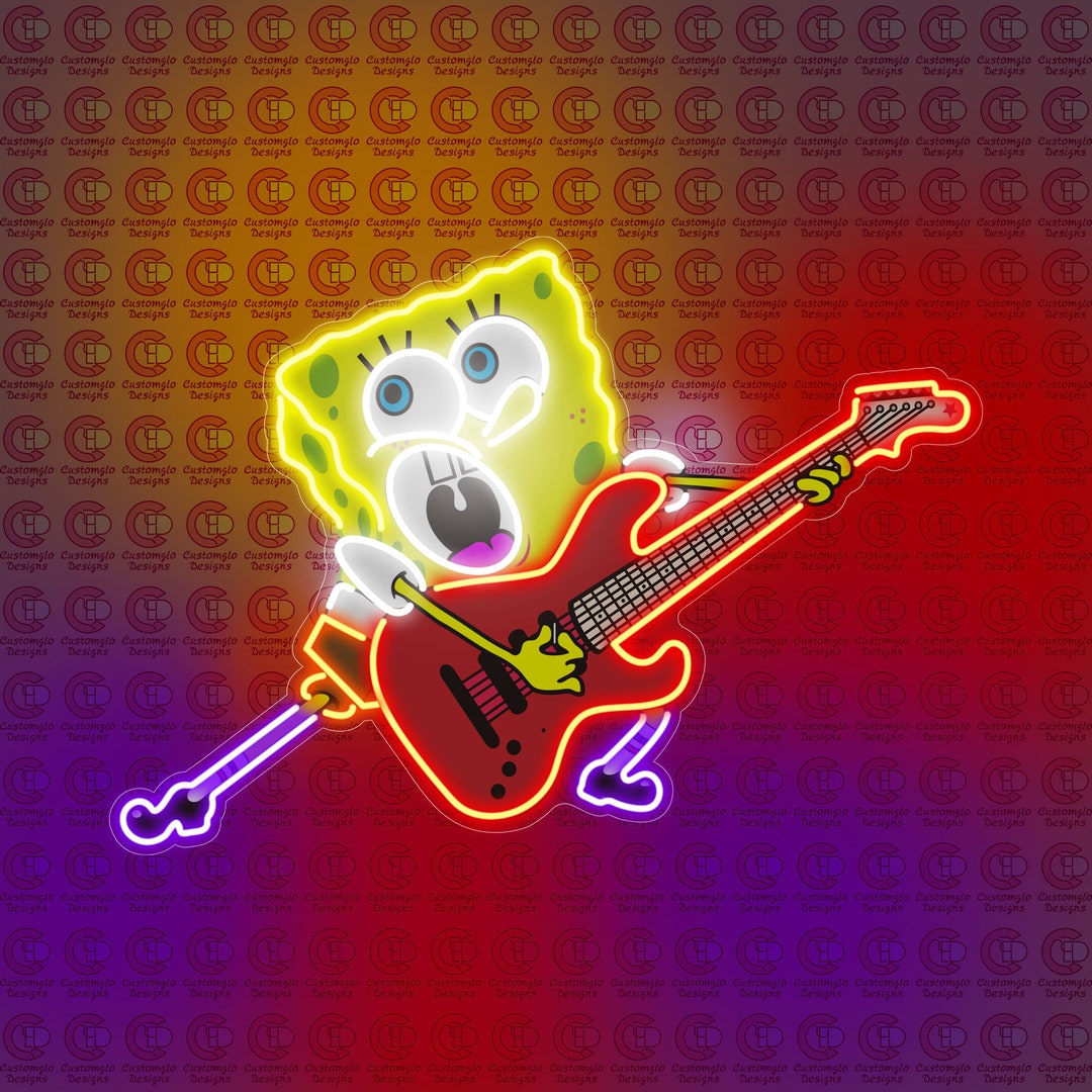New Custom Cute Cartoon Characters Neon Signs HD Printing Guitar Sign ...