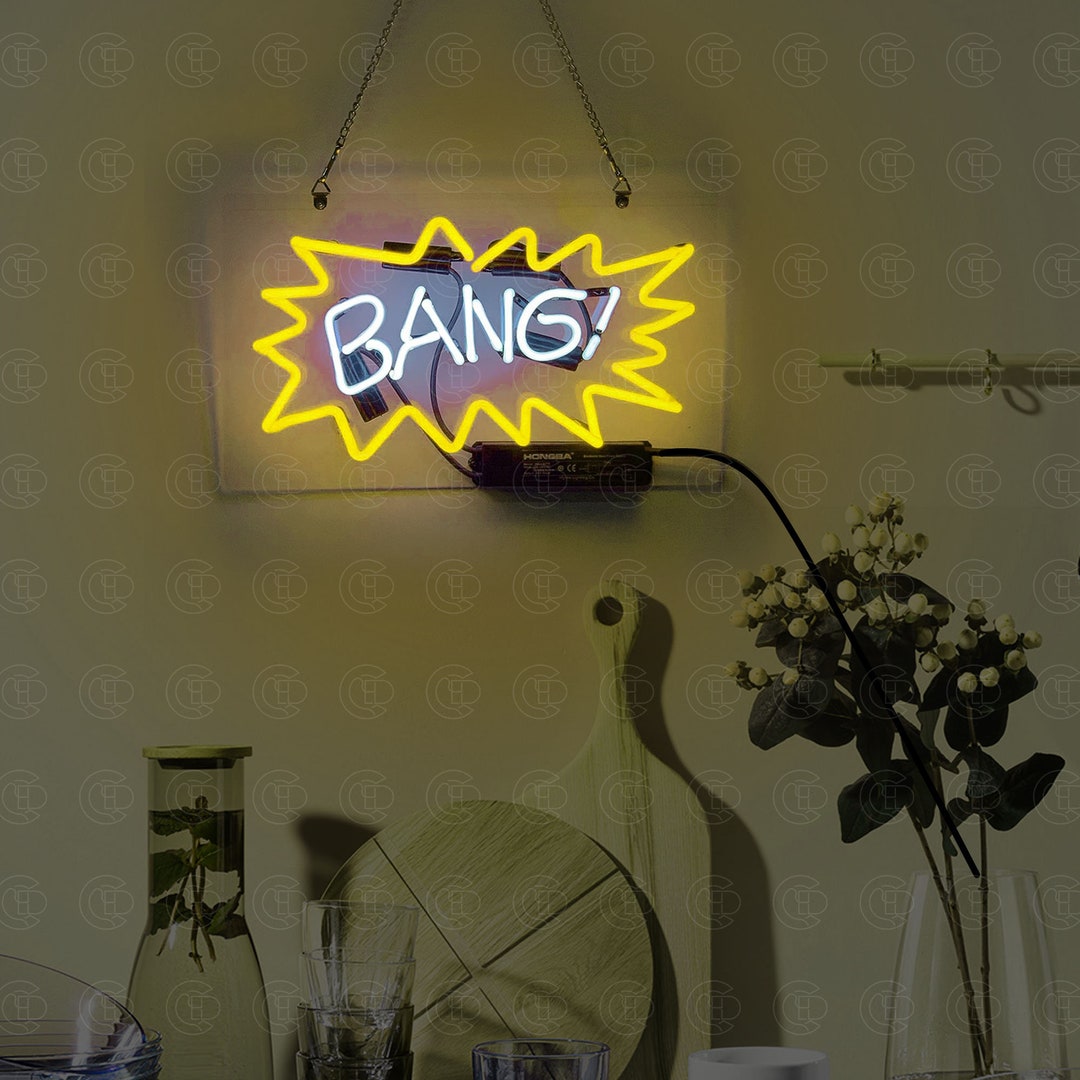 Bang Neon Sign Light Handcraft Artwork Wall Art Home Room Decor ...