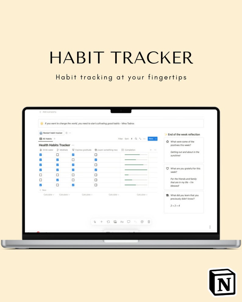Simple Habit Tracker Notion Template - Etsy