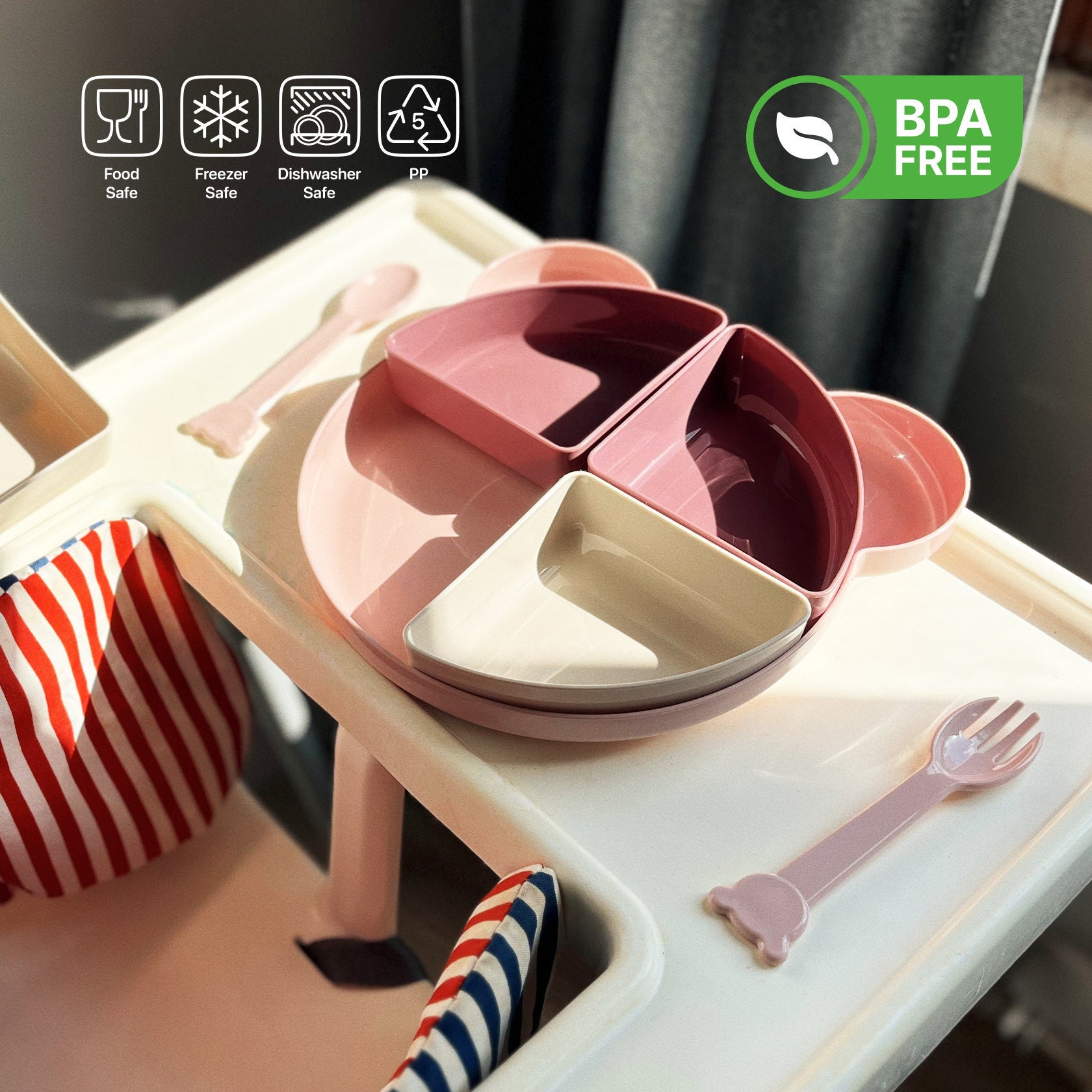 Baby Feeding Plate Set | 1 Teddy Bear Plate + 4 Bowls + Cutlery ...