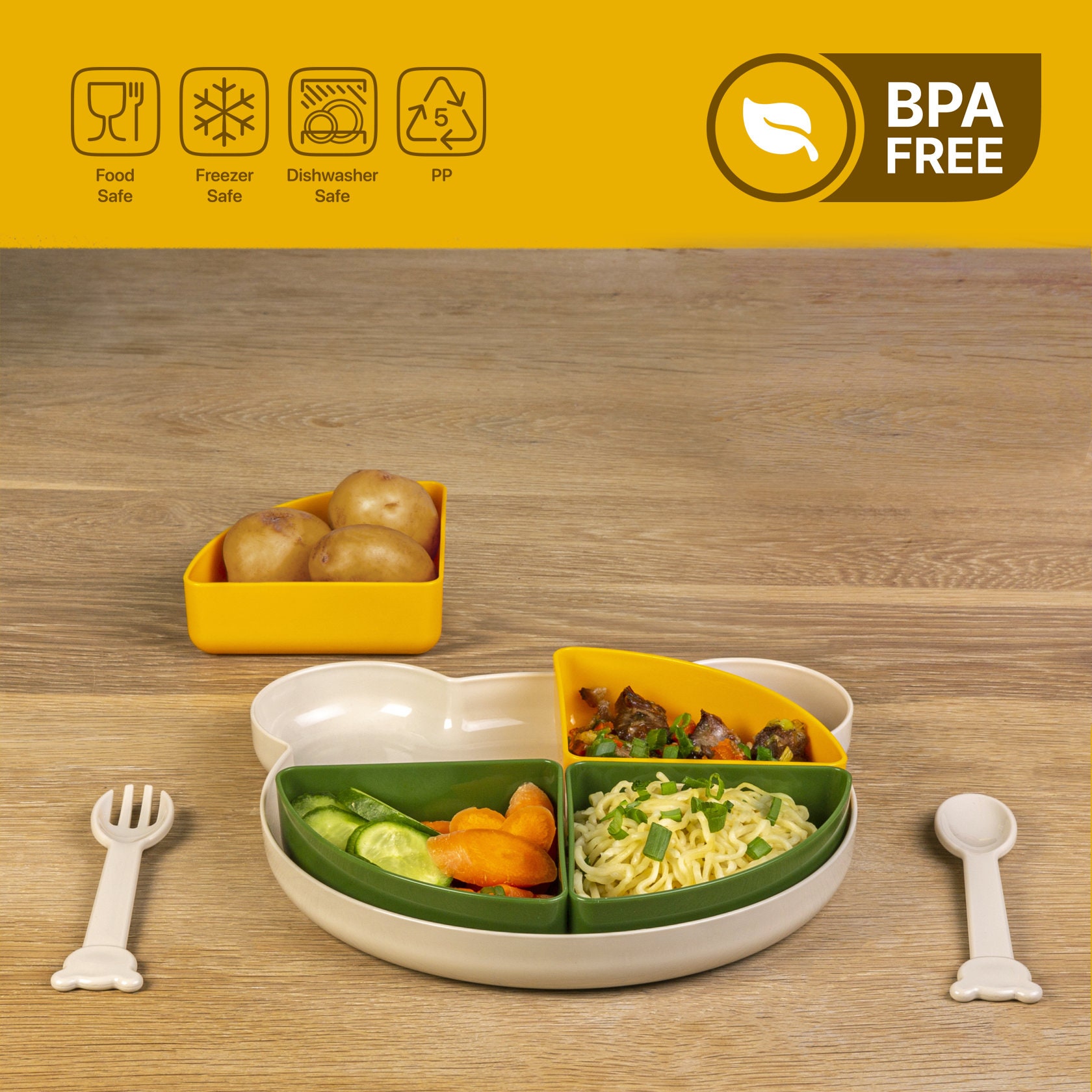 Baby Feeding Plate Set 1 Teddy Bear Plate 4 Bowls Cutlery Dinnerware ...