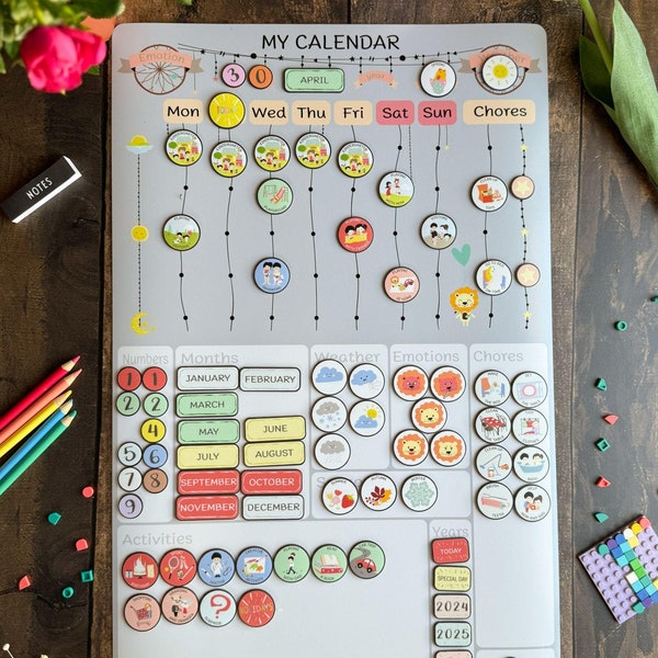 Magnetic Calendar Kids - Etsy