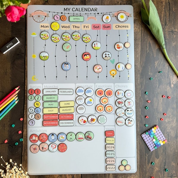 Magnetic Calendar Kids - Etsy