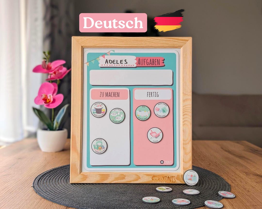 Chore Chart for Kids, Montessori Tasks, Housework To-do List, Pink ...